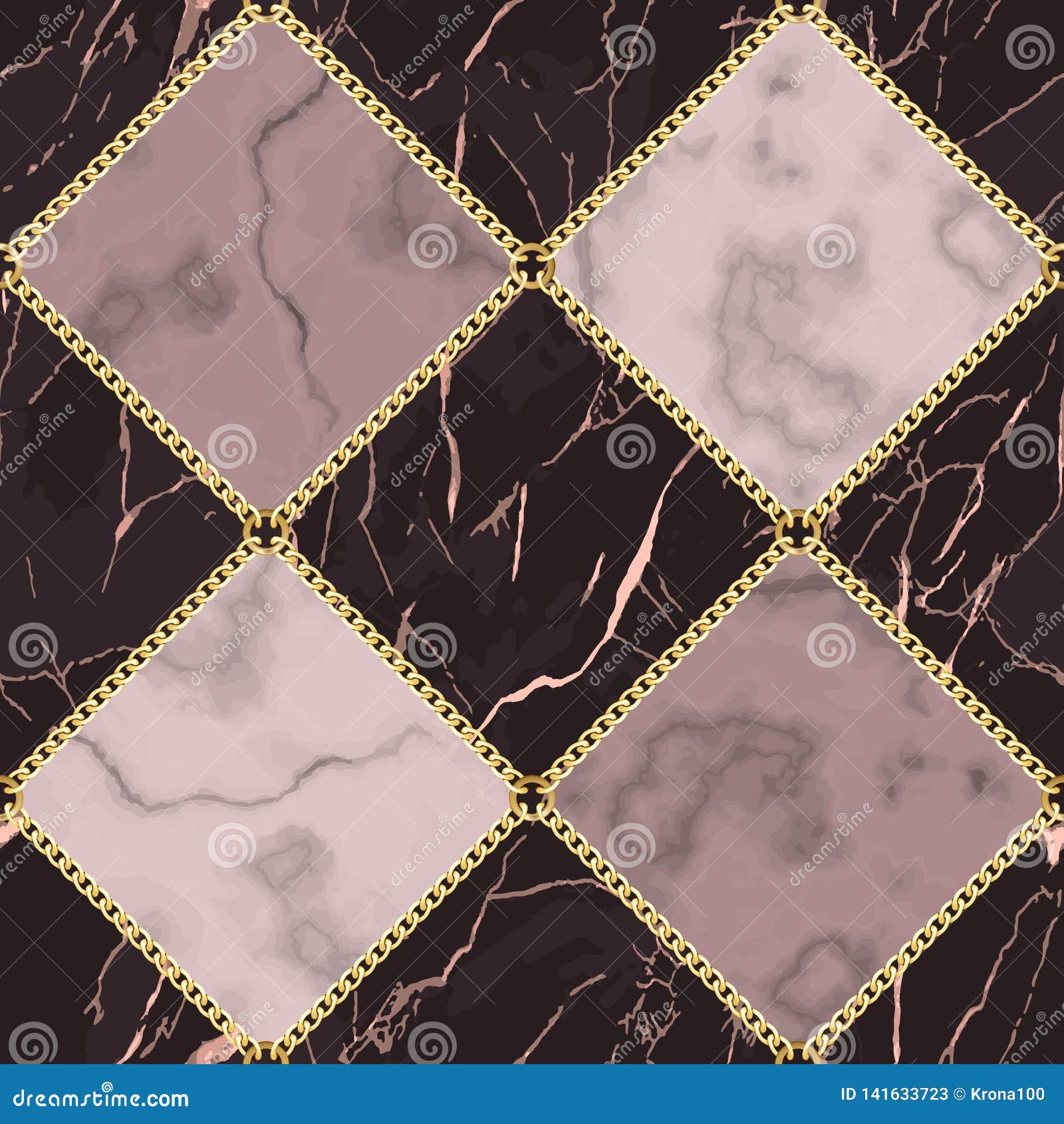 Pink Marble and Gold Chain Luxury Geometric Seamless Pattern Stock ...