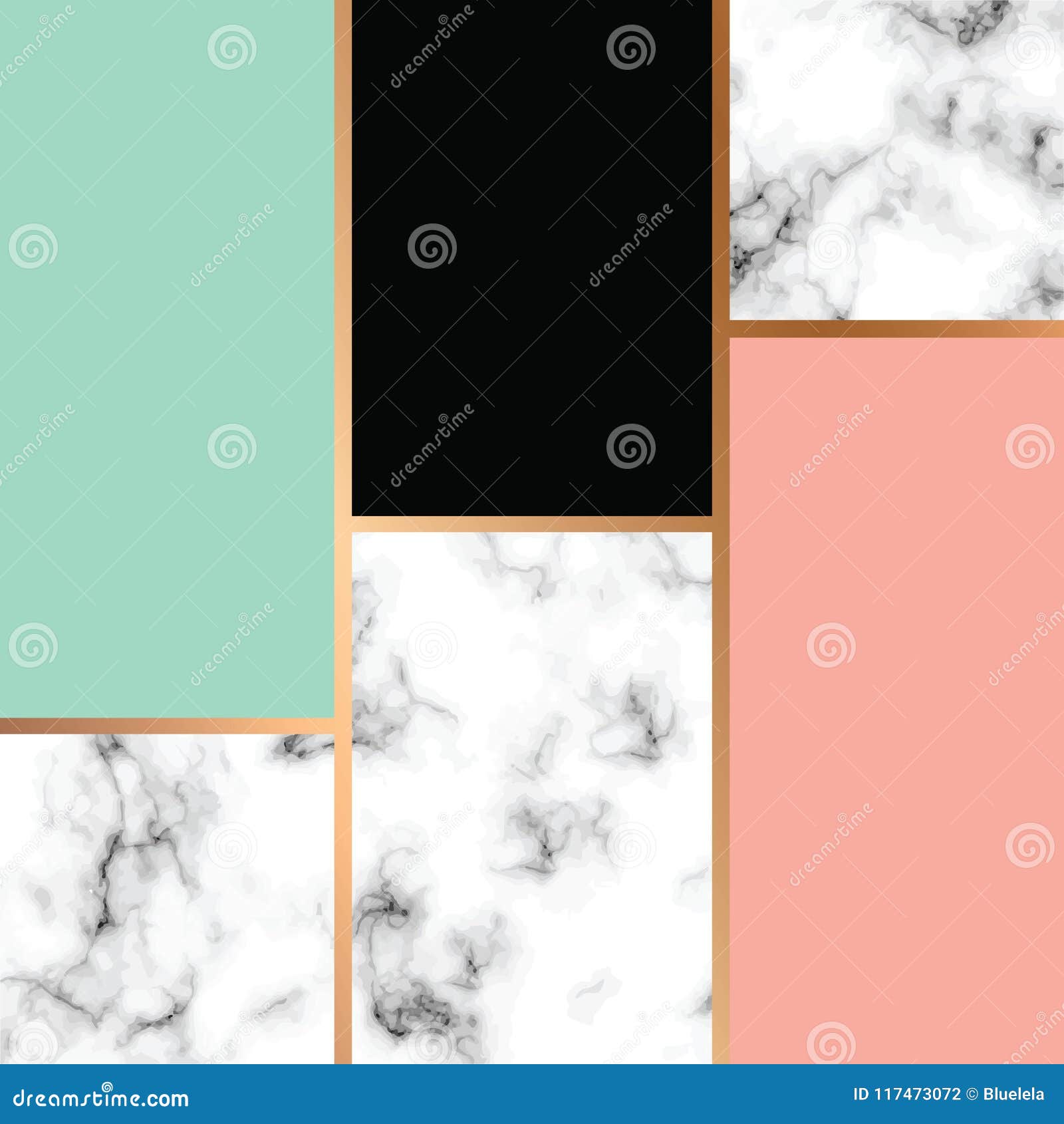 Vector Marble Texture Design With Golden Geometric Lines Black And