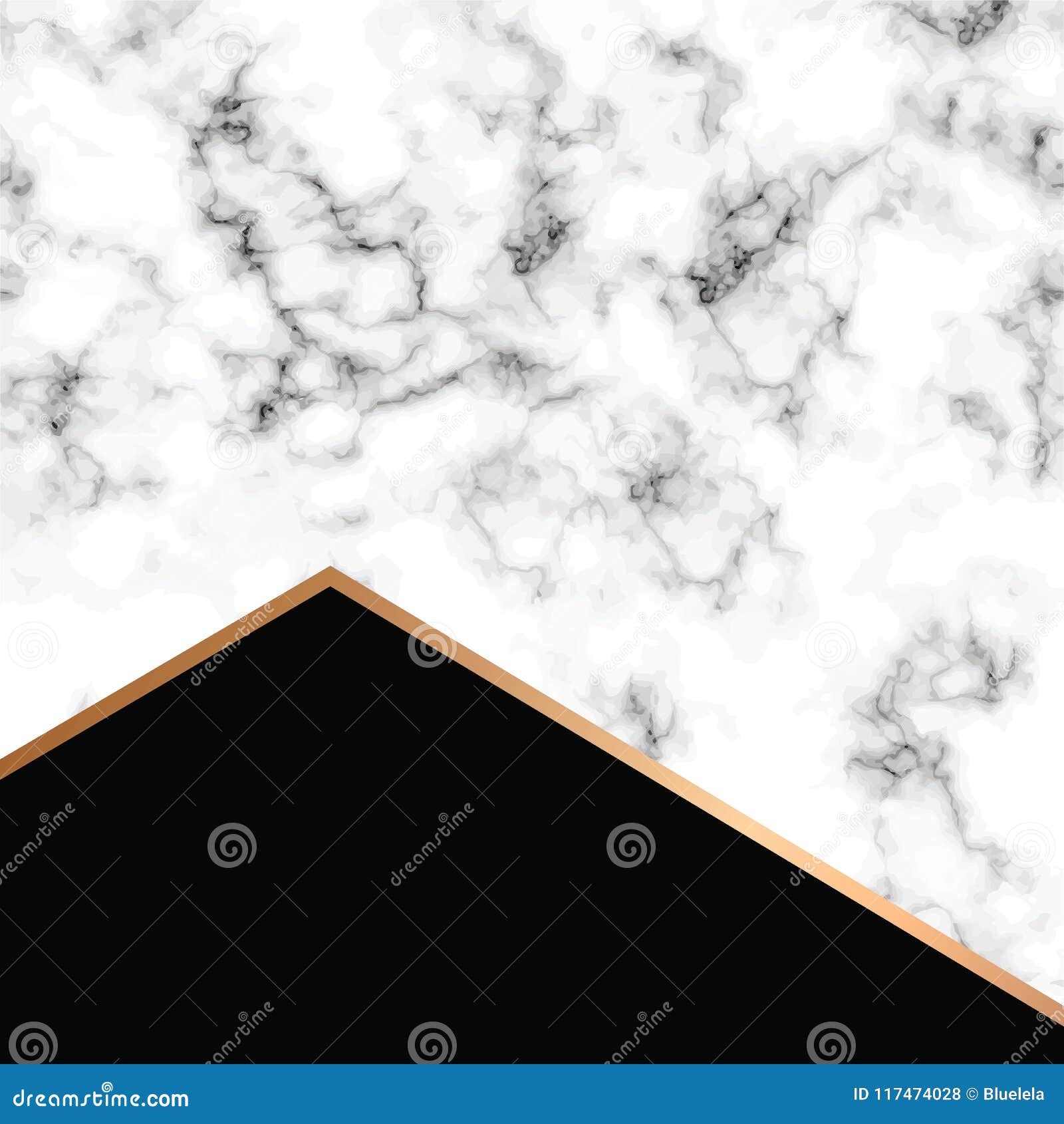 Vector Marble Texture Design With Golden Geometric Lines Black And
