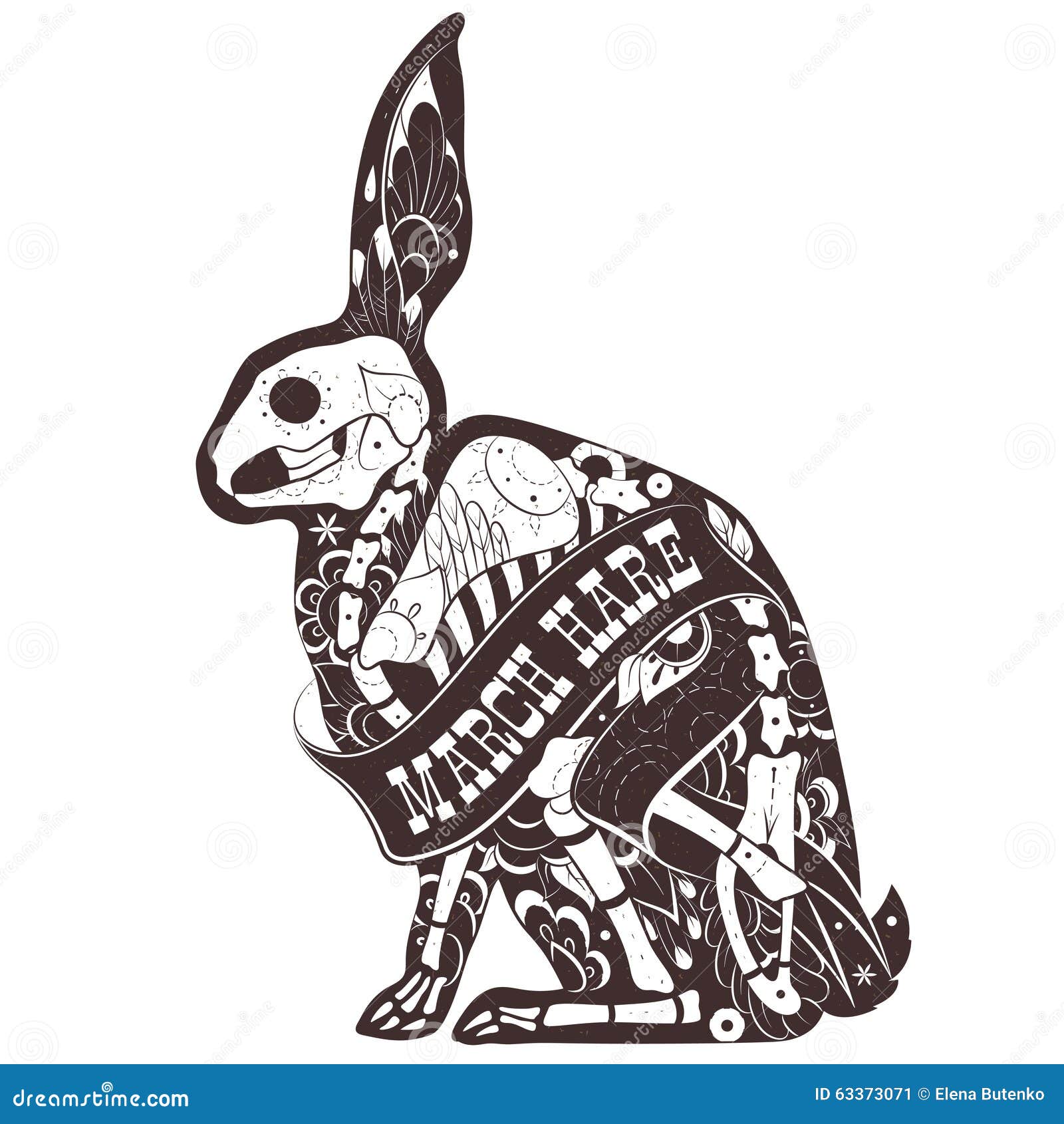 Vector March Hare stock vector. Illustration of flowers - 63373071