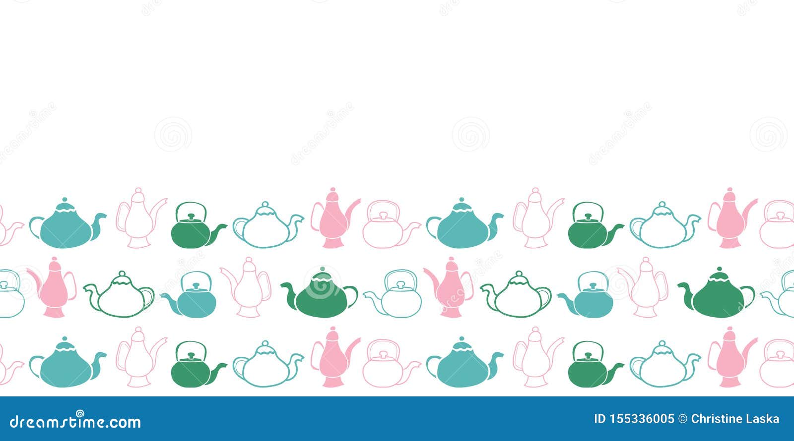 Vector Marching Garden Tea Party Teapots and Kettles Seamless Pattern ...