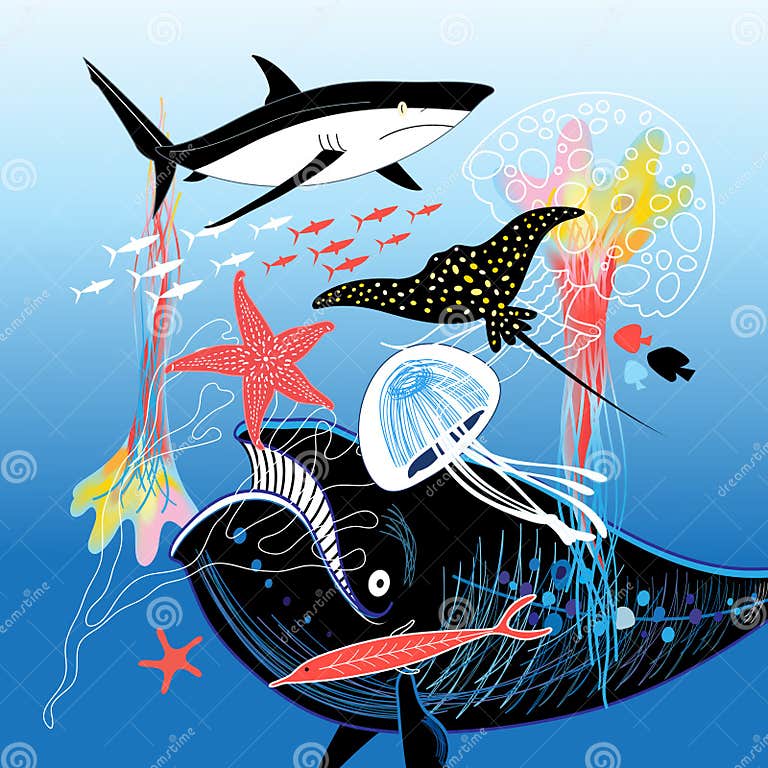 Vector Marine background stock vector. Illustration of island - 84132064