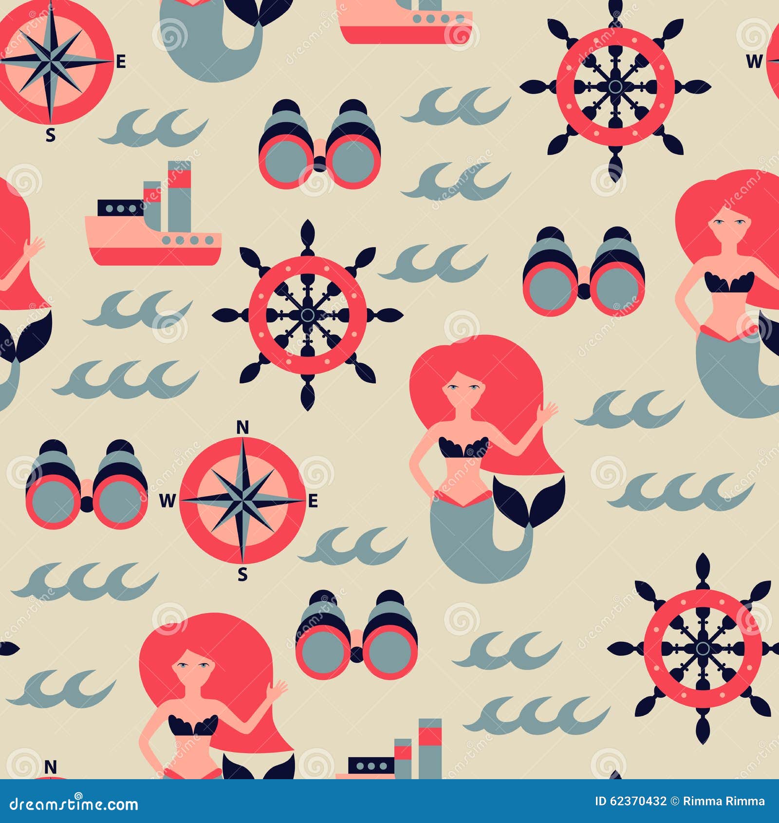 Vector Marine Seamless Pattern Stock Vector - Illustration of nature ...