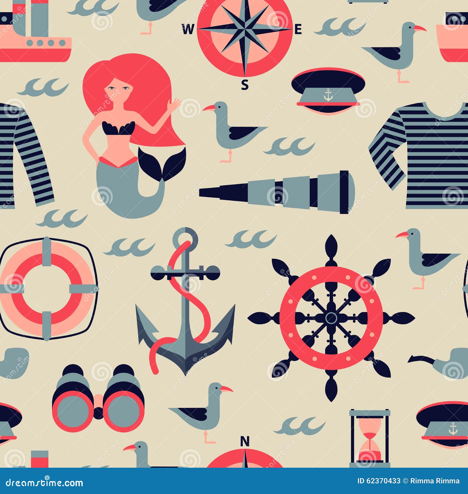 Vector Marine Seamless Pattern Stock Vector - Illustration of abstract ...