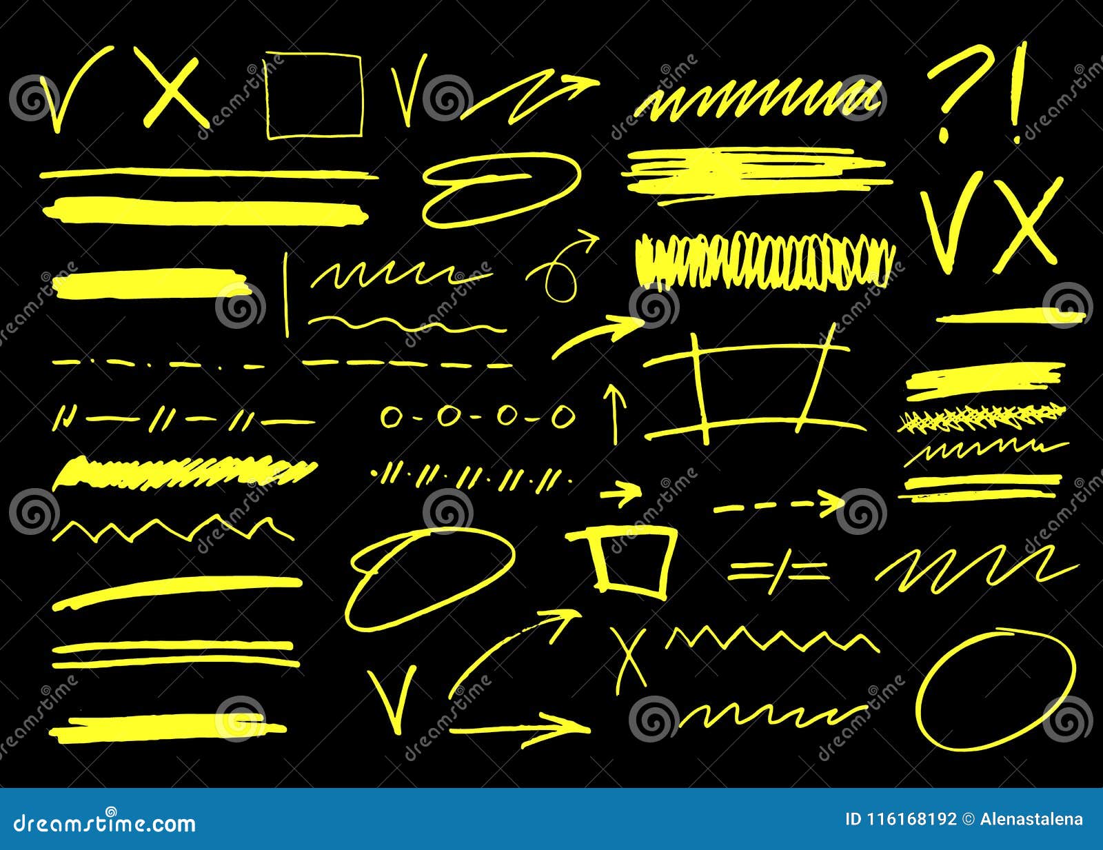 Vector Marker Brush Stroke. Highlighter Underline Collection for ...