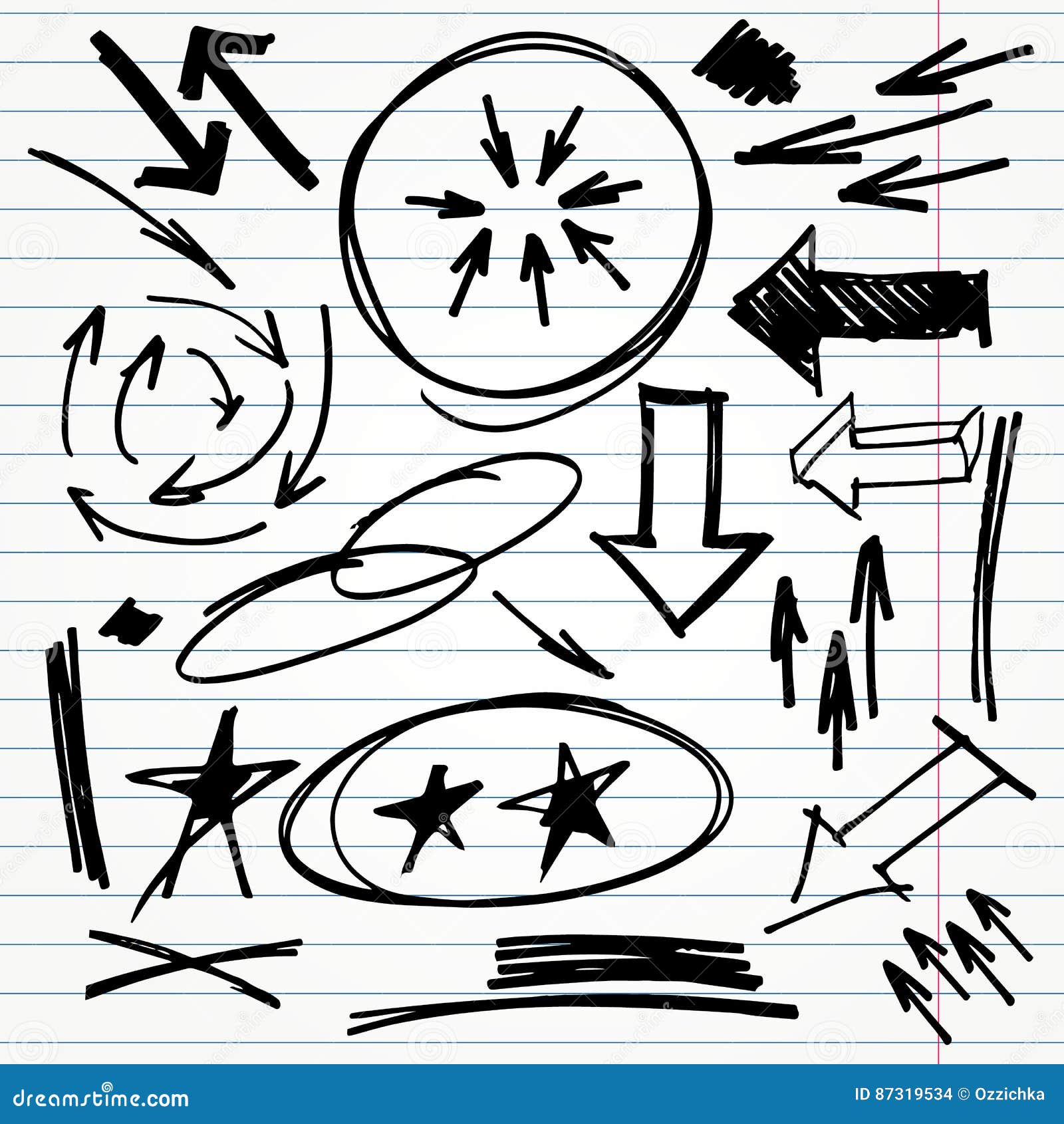 Vector Marker Hand Drawn Design Elements - Notes Stock Vector ...