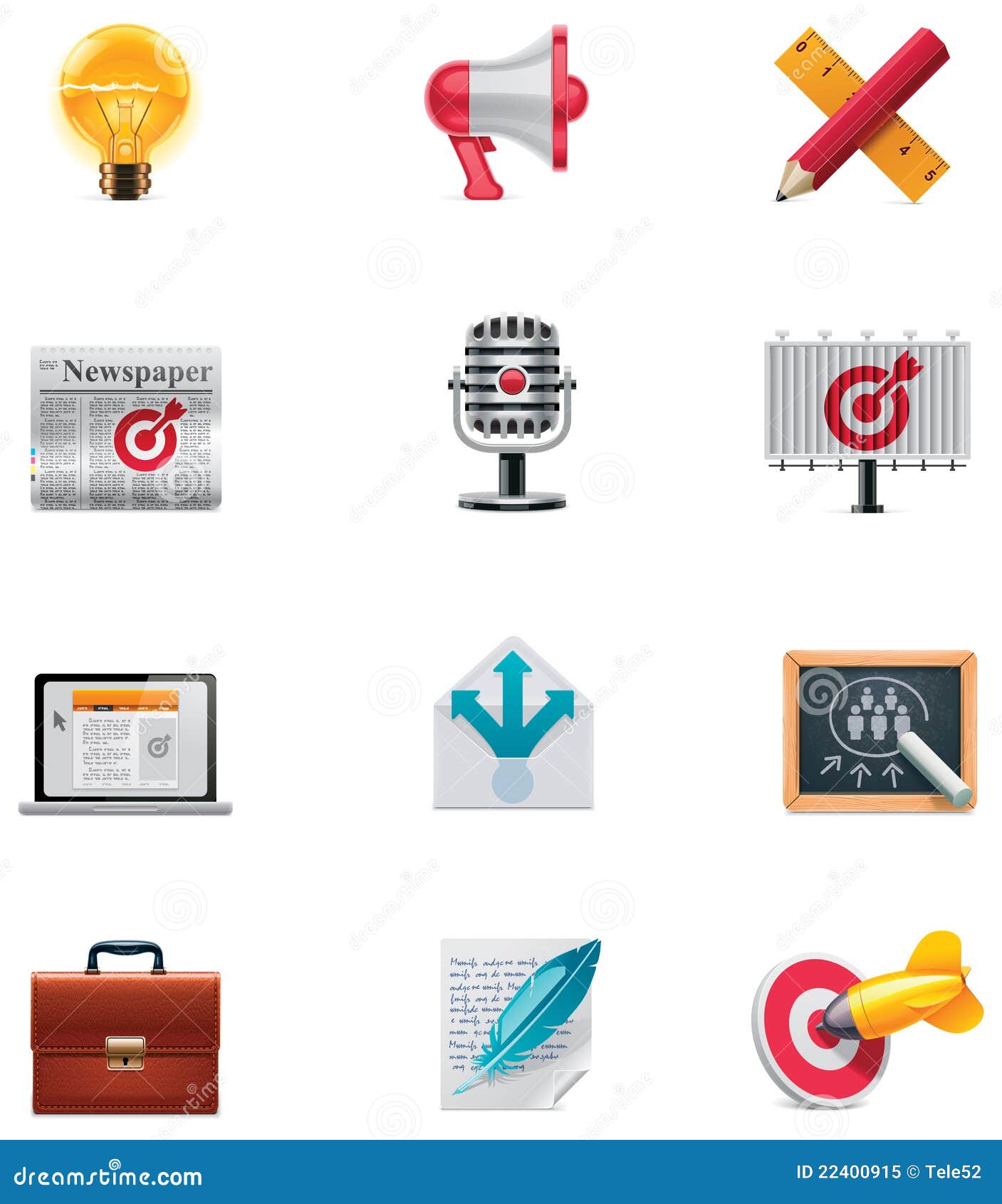 Vector marketing icon set stock vector. Illustration of media - 22400915