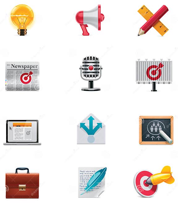 Vector marketing icon set stock vector. Illustration of media - 22400915