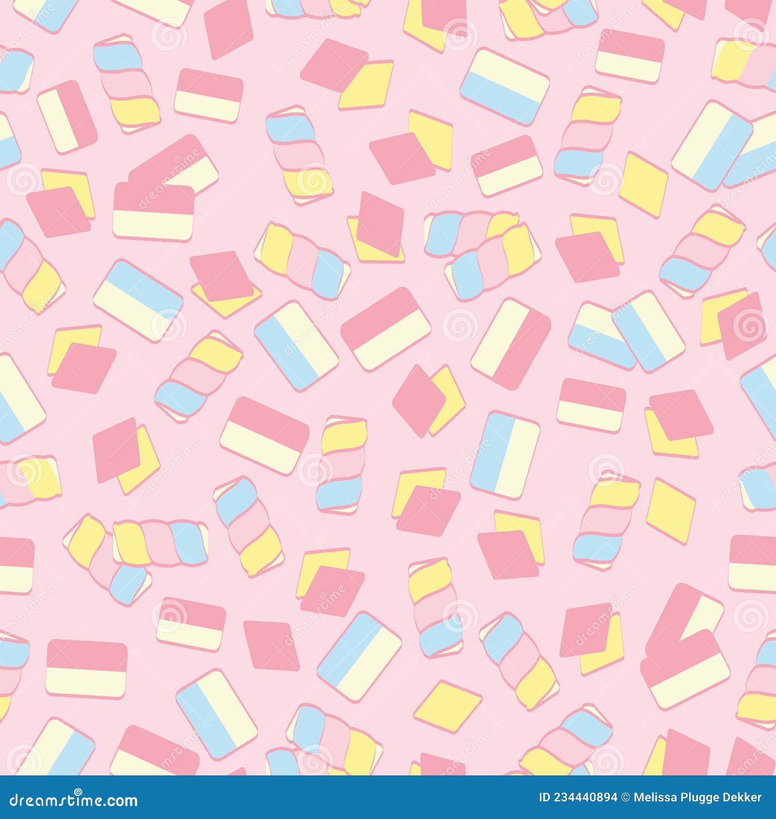 Vector Marshmallow Candy Seamless Pattern Background. Stock Vector ...