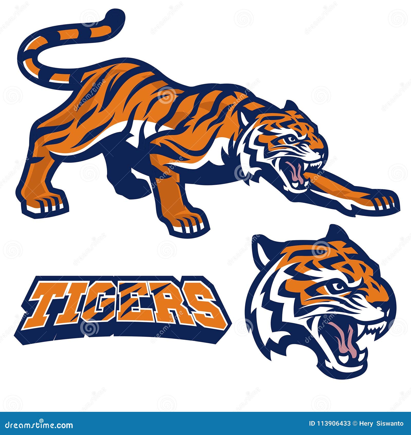 Mascot Tiger Crouching in Set Stock Vector - Illustration of crouch ...