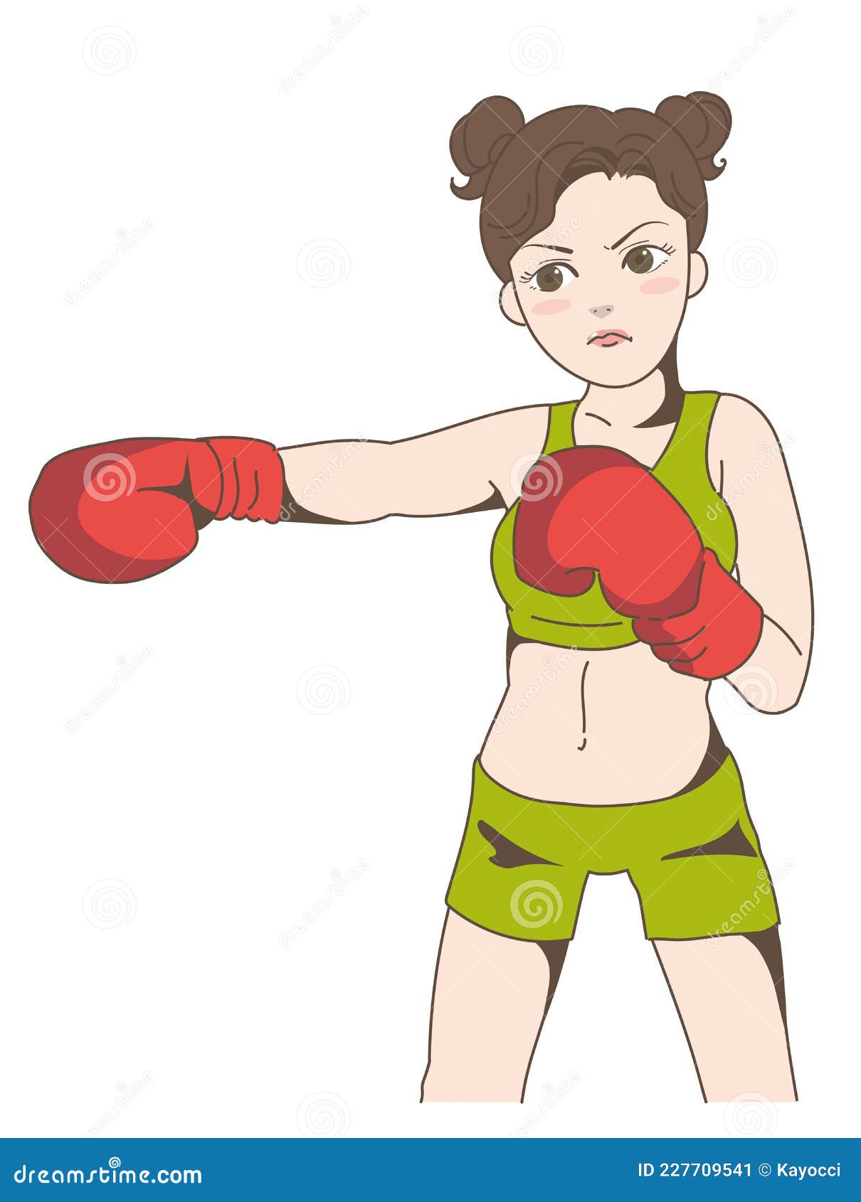 Young woman playing boxing stock vector. Illustration of exclamation ...