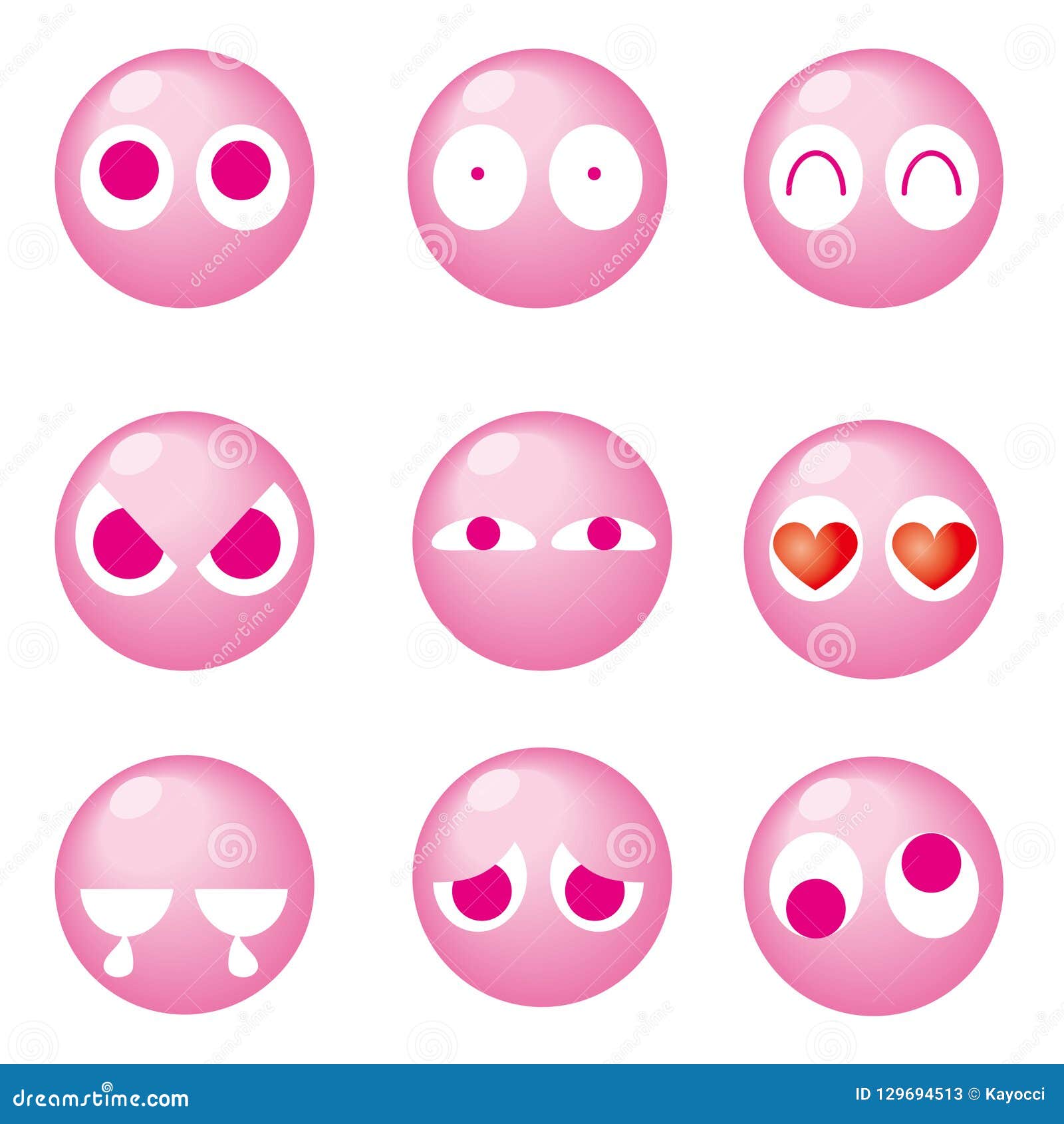 Cute emoticon 9set - pink stock vector. Illustration of faces - 129694513