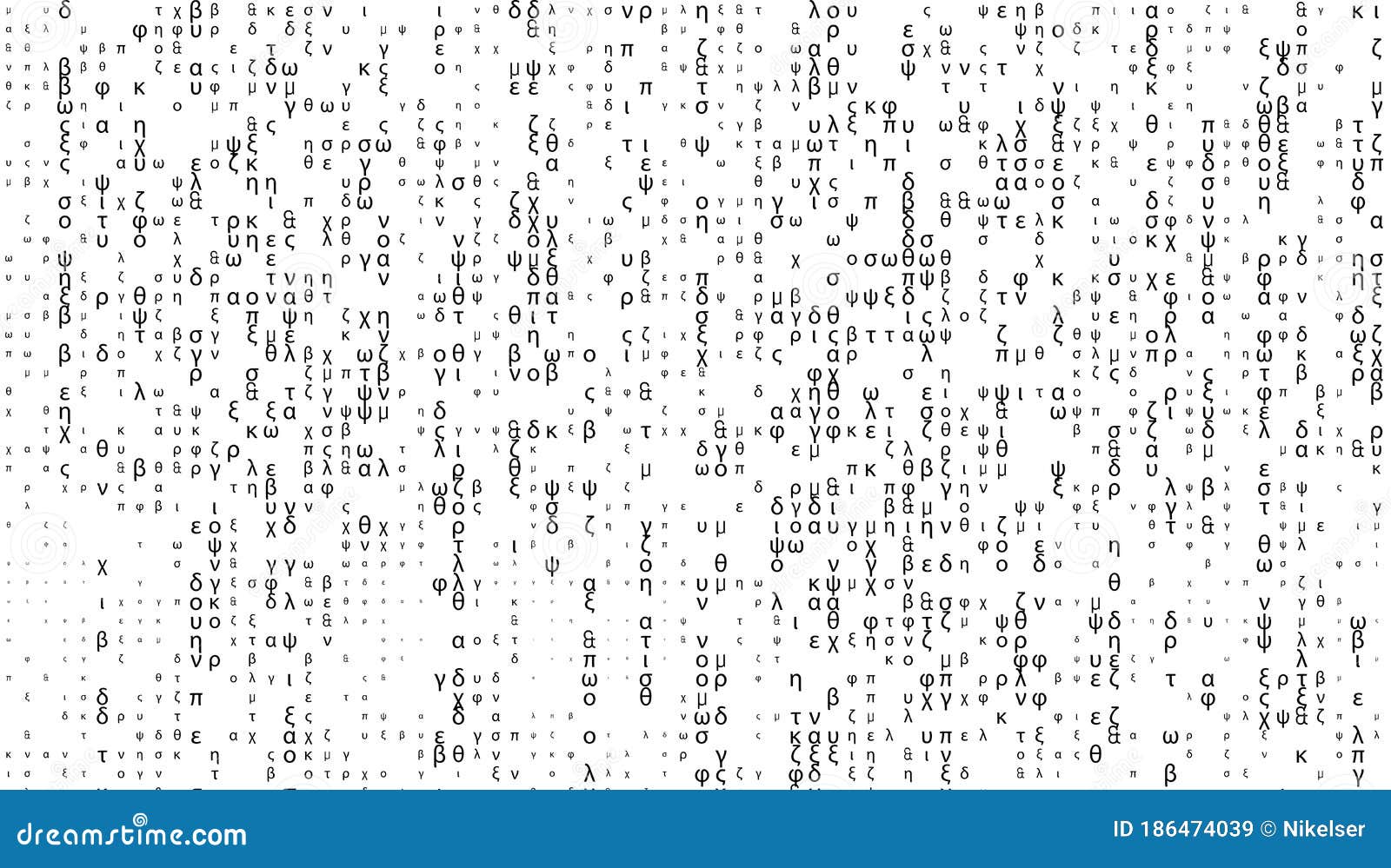 Vector Matrix Background. Stream of Greek Alphabet Symbols on Screen. Data and Technology ...