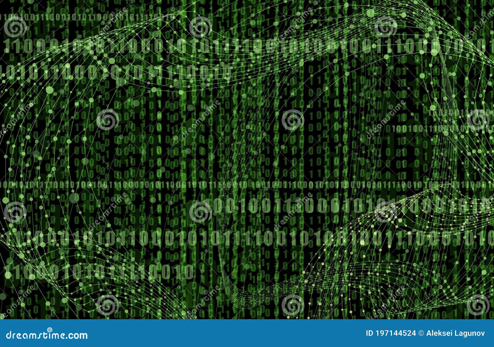 Vector Matrix Data Digital Background, Bright Green Color, Binary Code ... Vector Matrix Data Digital Background, Bright Green Color, Binary Code ...