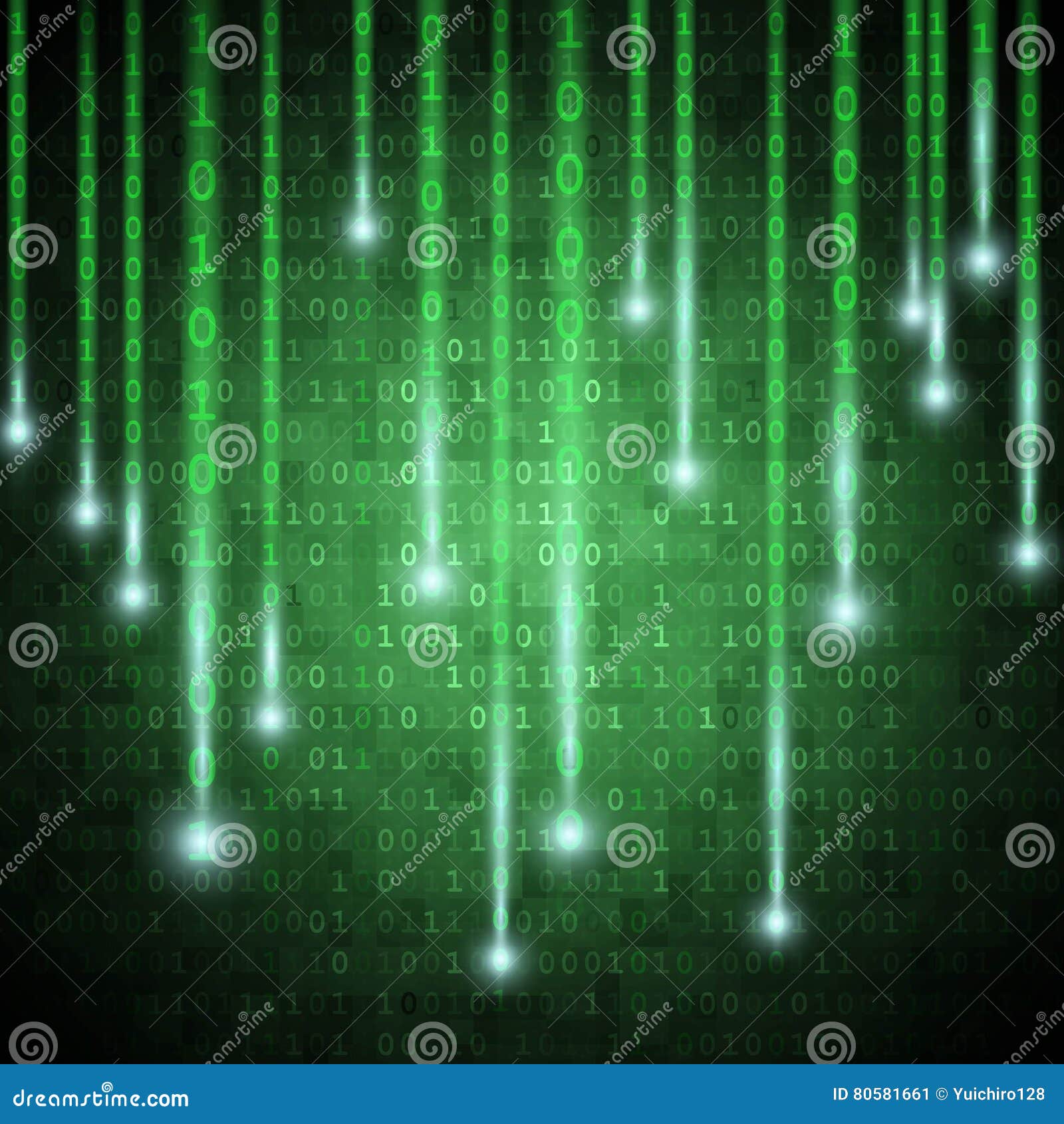 Vector Matrix Style Binary Background with Falling Number Stock Vector ...