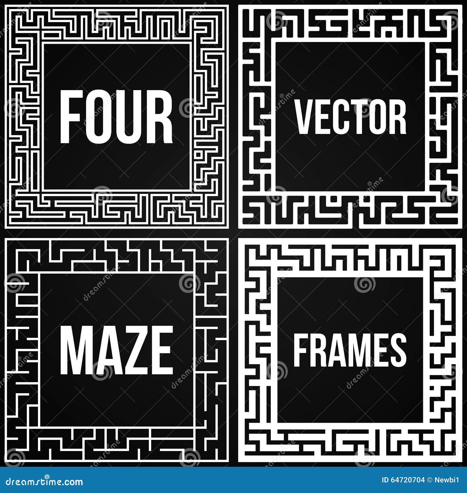 Vector Maze Frame Set. Vintage Maze Border Stock Vector - Illustration ...