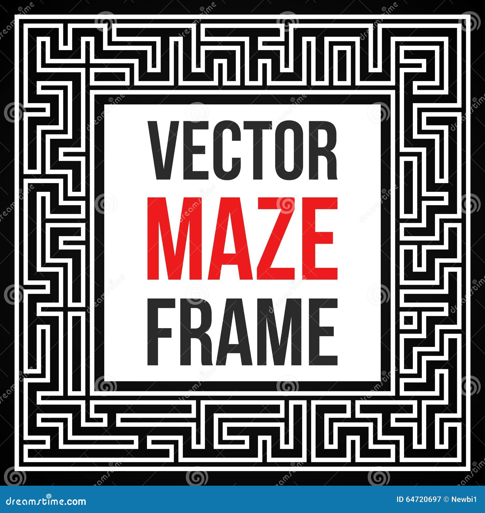 Vector Maze Frame. Vintage Maze Border Stock Vector - Illustration of ...