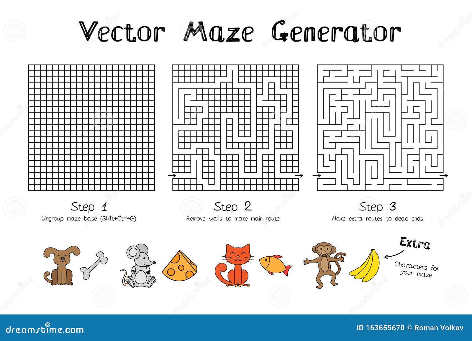 Vector Maze Game Generator stock vector. Illustration of funny - 163655670