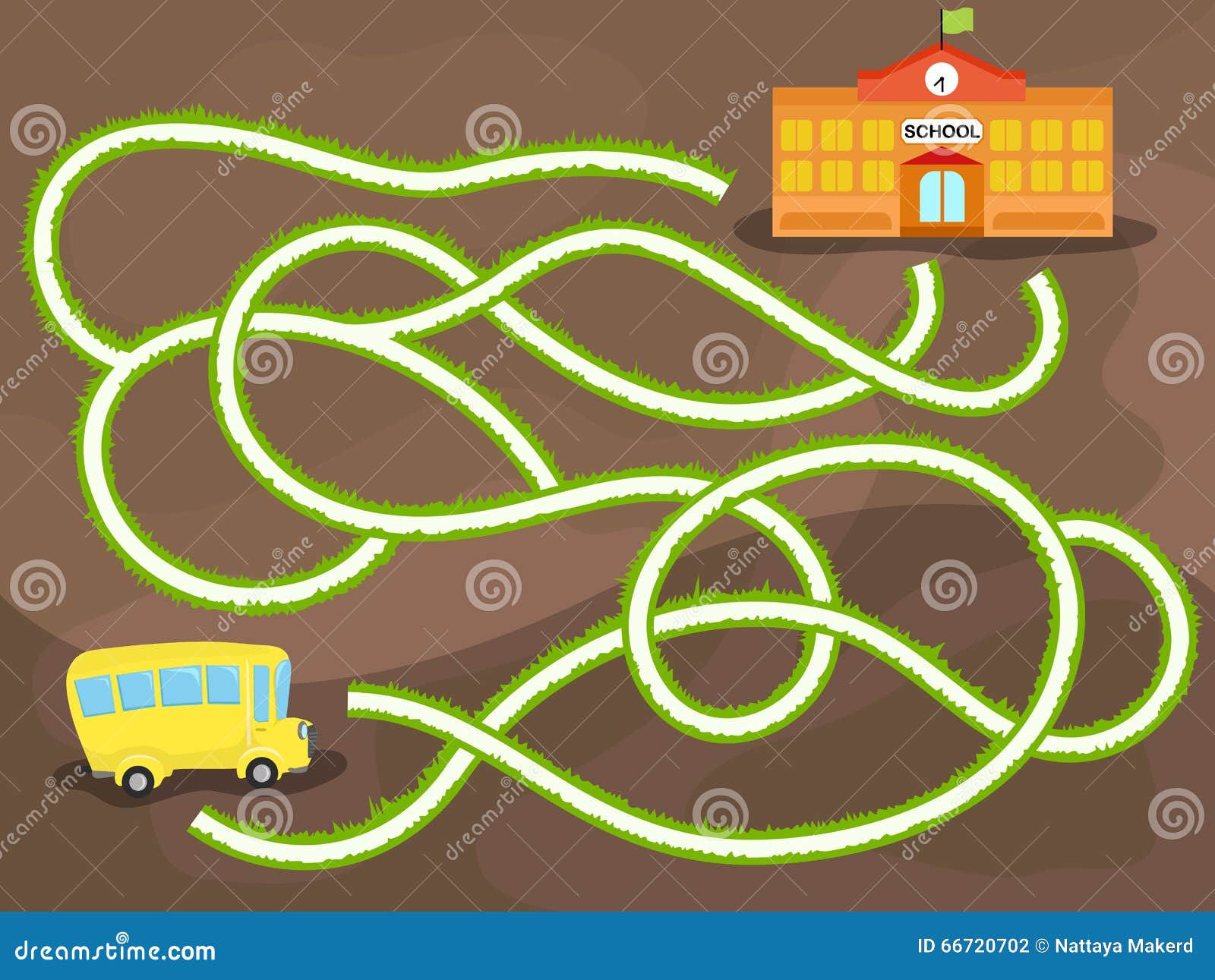 Vector Maze Game with School Bus Stock Vector - Illustration of easy ...