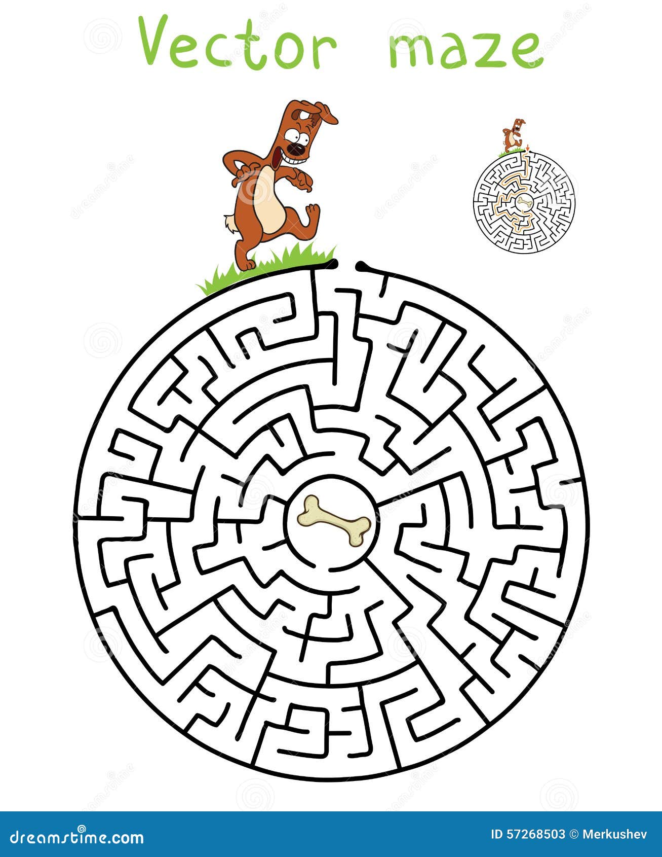 Vector Maze, Labyrinth with Dog Stock Vector - Illustration of mind ...