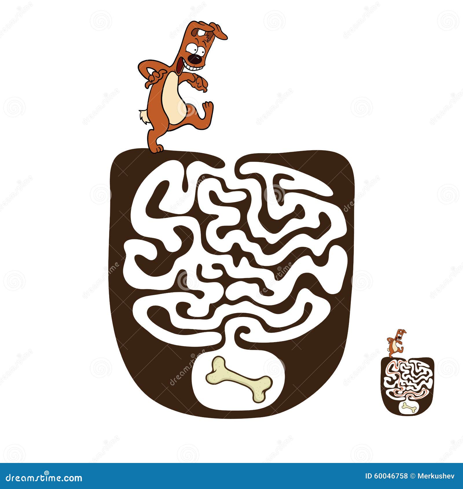 Vector Maze, Labyrinth with Dog Stock Vector - Illustration of answer ...