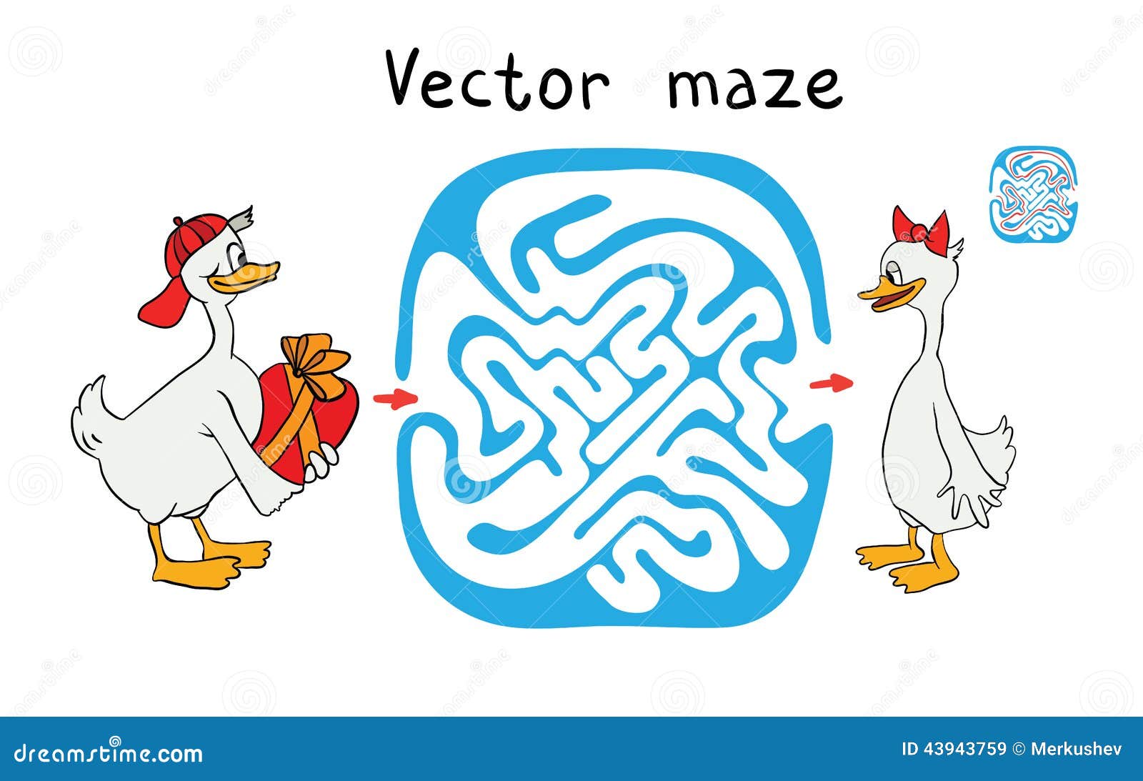 Vector Maze, Labyrinth with Ducks. Stock Vector - Illustration of path ...