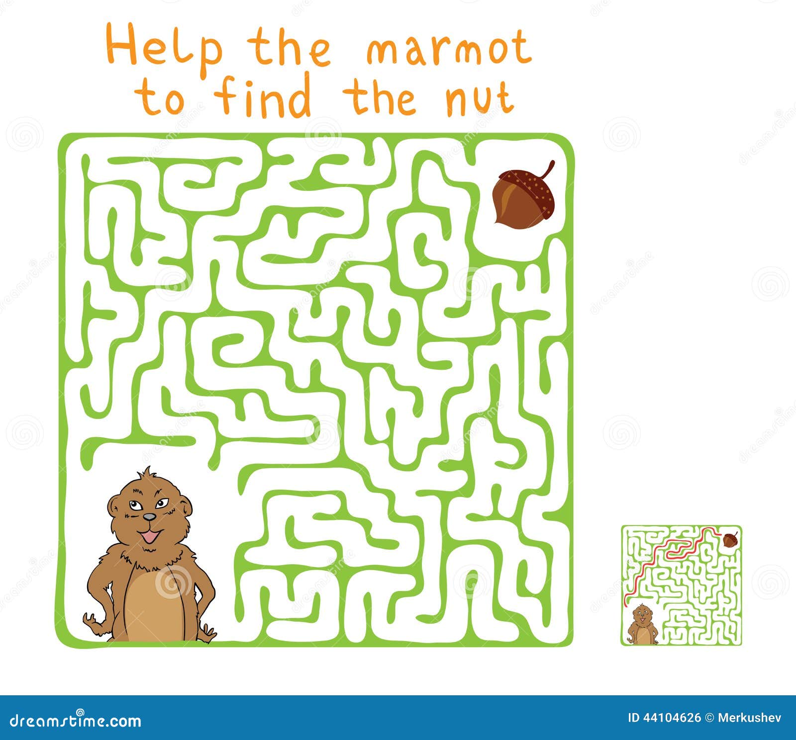 Vector Maze, Labyrinth with Marmot and Nut. Stock Vector - Illustration ...