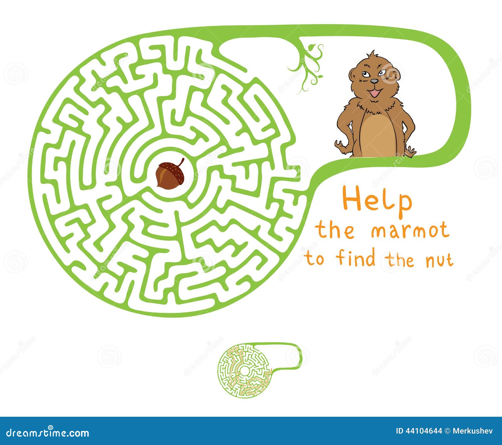 Vector Maze, Labyrinth with Marmot and Nut. Stock Vector - Illustration ...