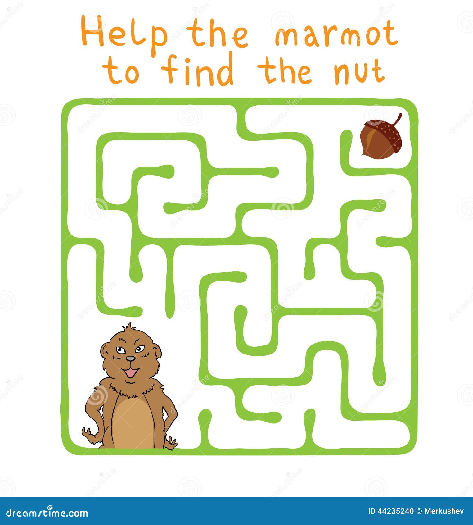 Vector Maze, Labyrinth with Marmot and Nut. Stock Vector - Illustration ...