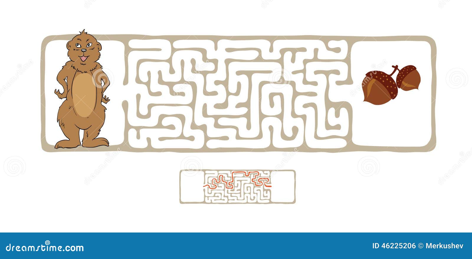 Vector Maze, Labyrinth with Marmot and Nut. Stock Vector - Illustration ...