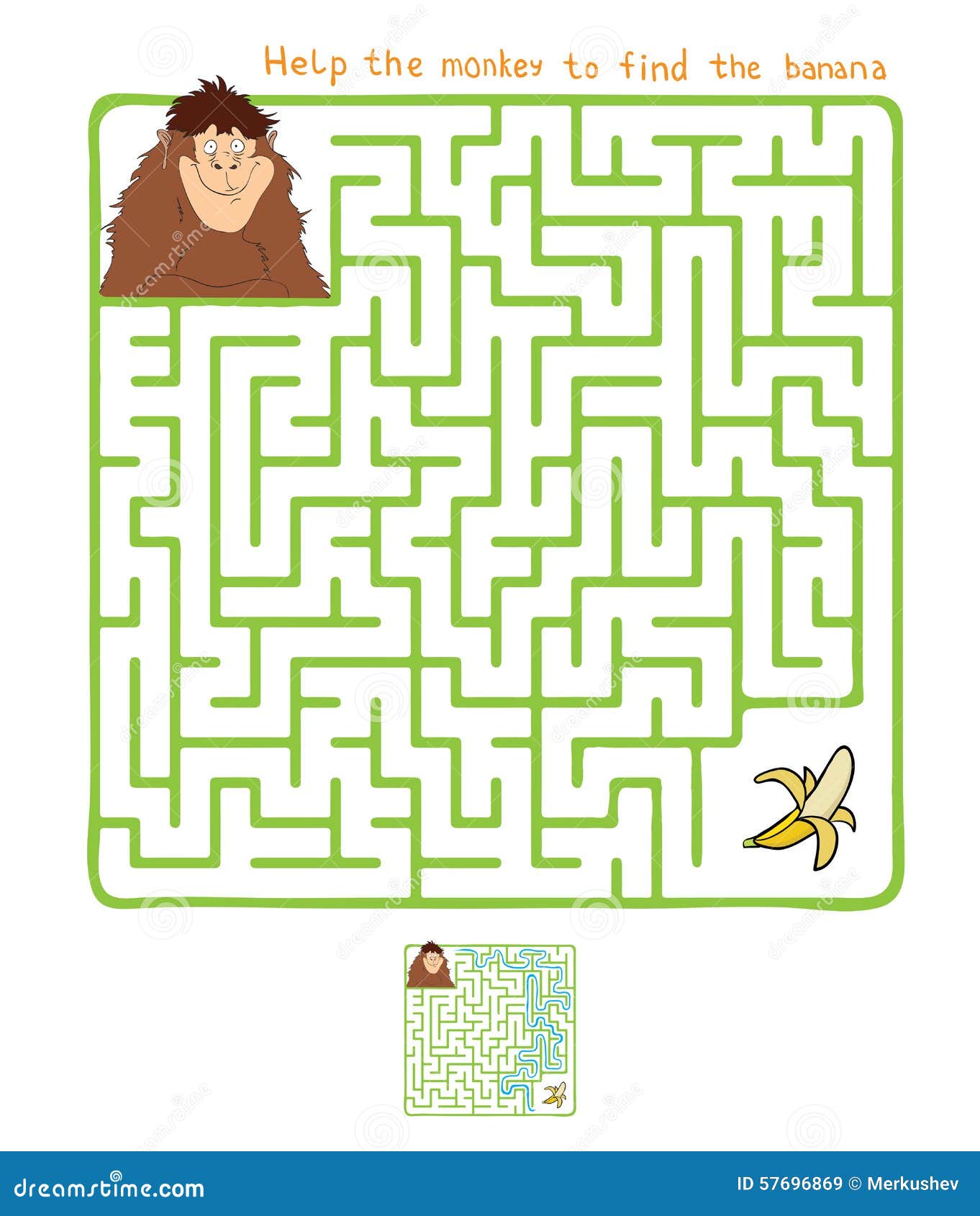Maze With Monkey Coloring Page Vector Illustration | CartoonDealer.com ...