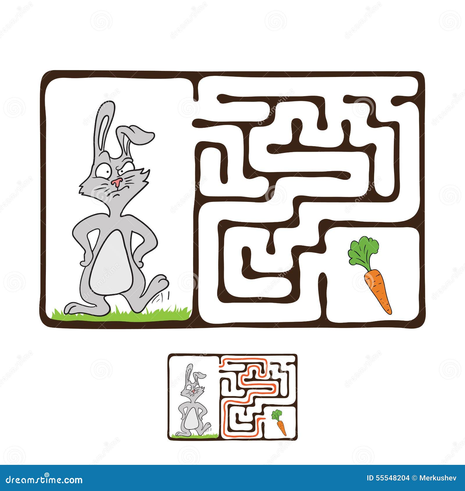 Vector Maze, Labyrinth with Rabbit and Carrot Stock Vector ...