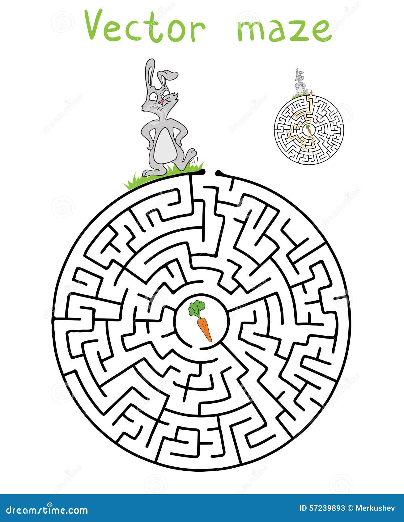 Vector Maze, Labyrinth with Rabbit and Carrot Stock Vector ...