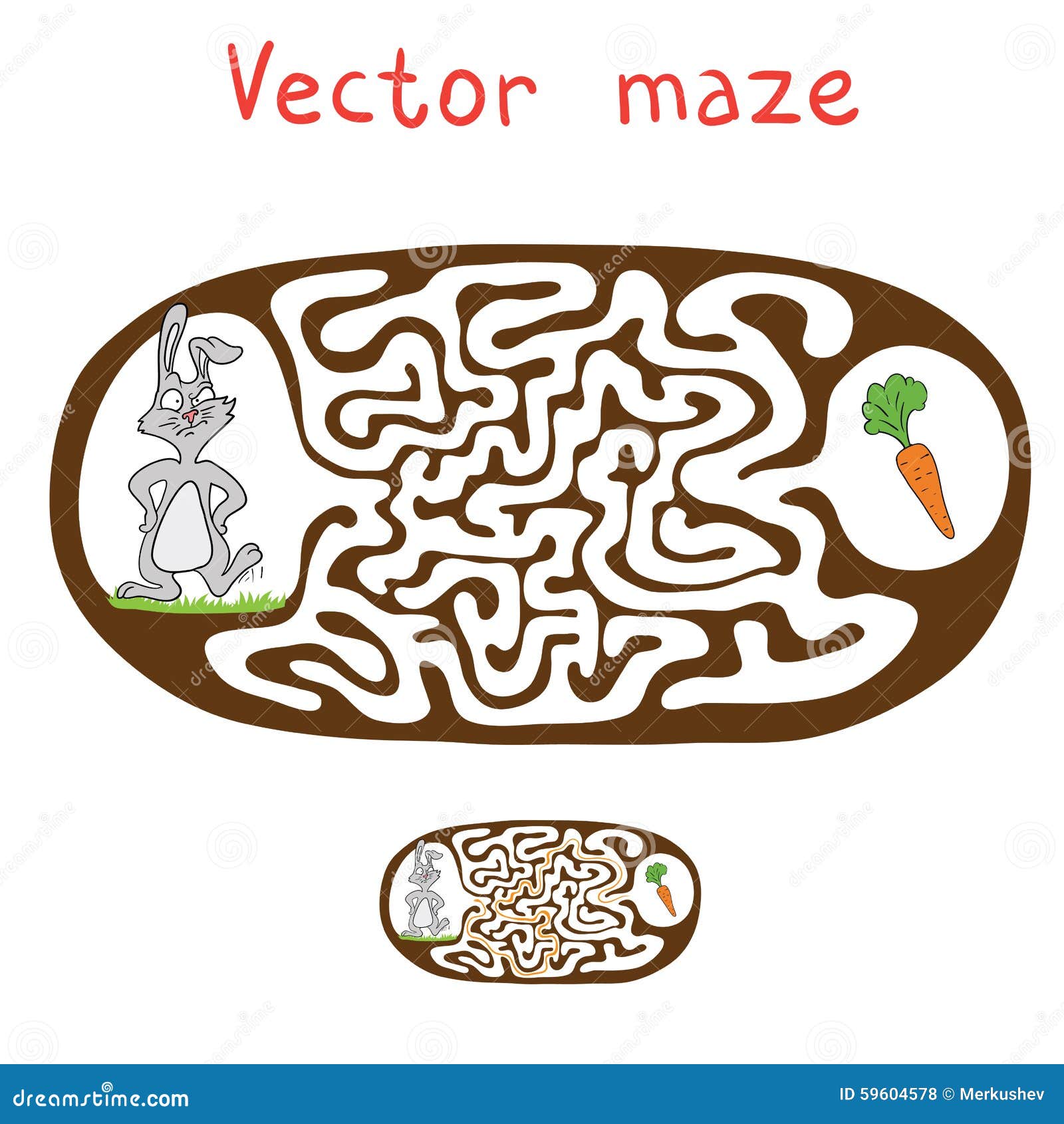 Vector Maze, Labyrinth with Rabbit and Carrot Stock Vector ...