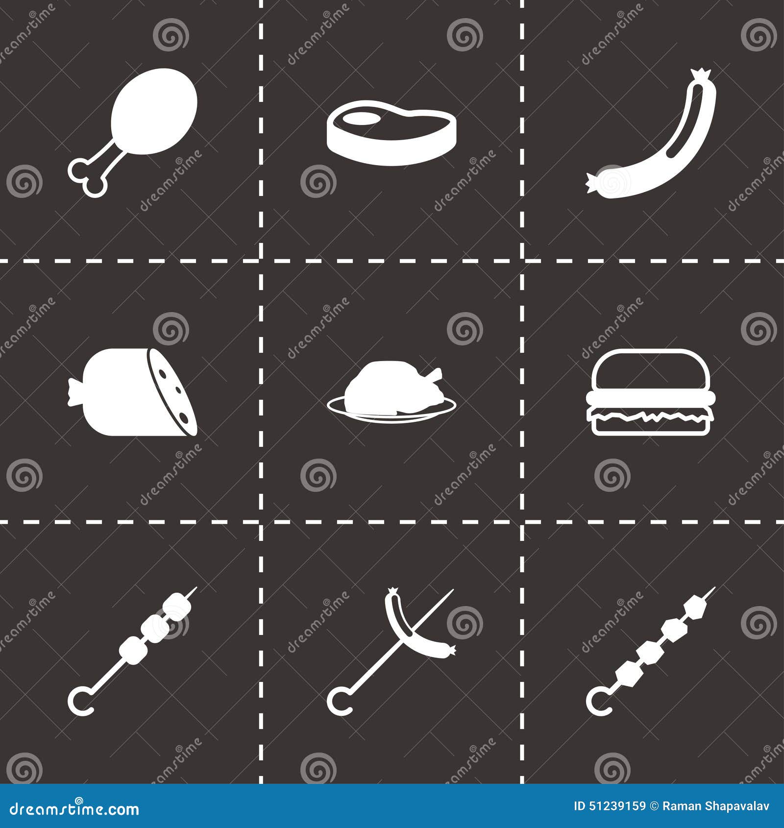 Vector meat icon set stock vector. Illustration of design - 51239159