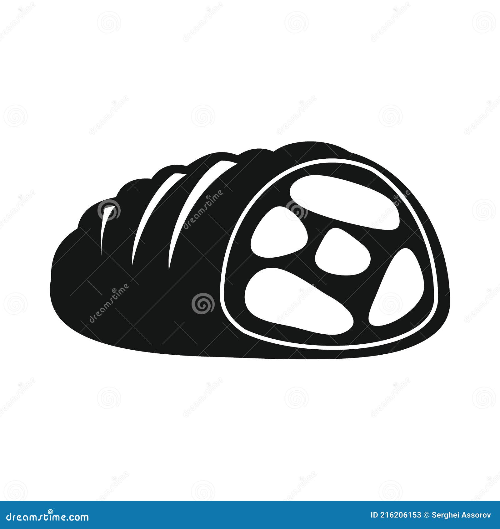 Vector Meatloaf Black Simple Icon Isolated on White Stock Vector ...