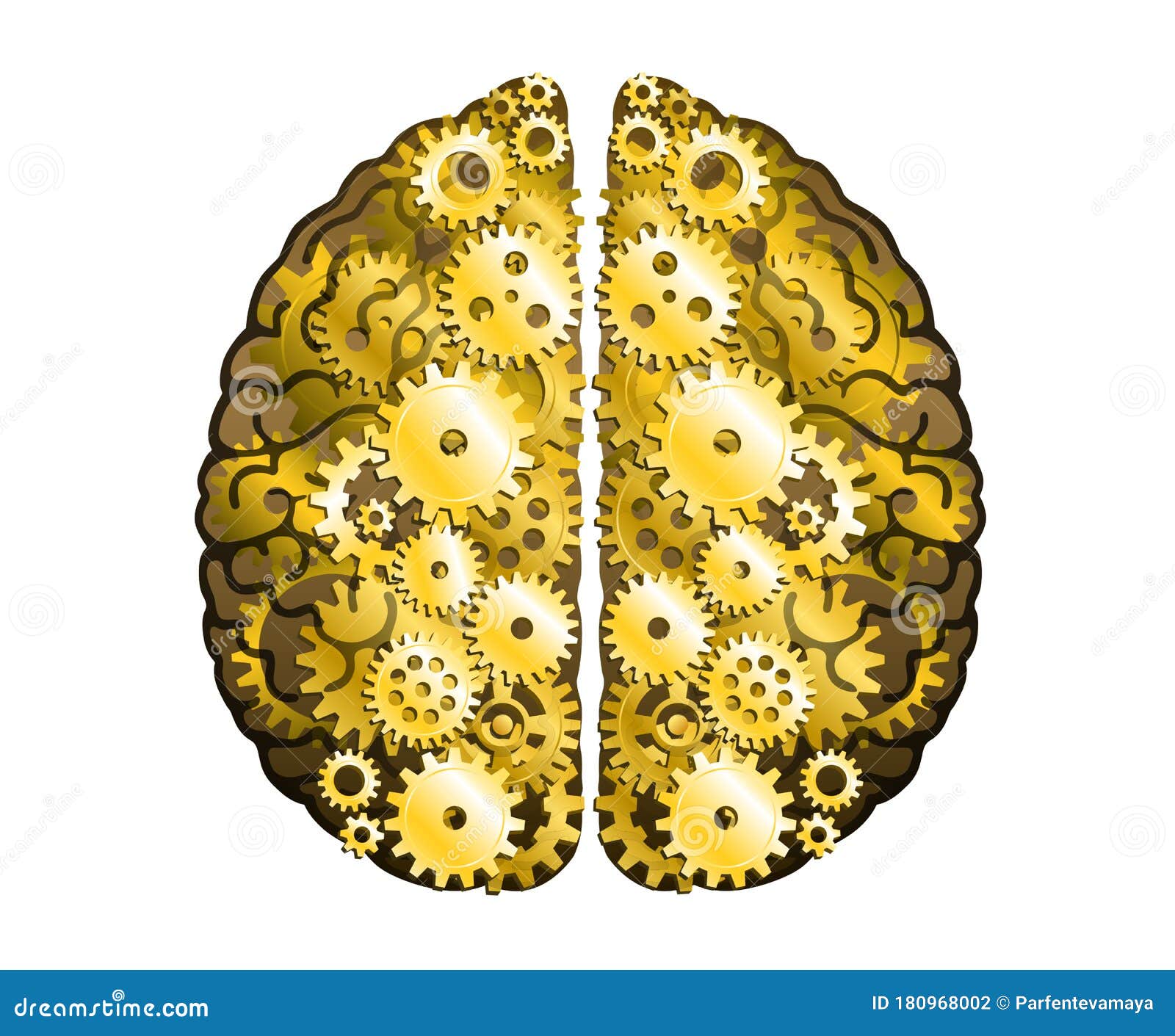 Vector Mechanical Human Brain on White Background. Cerebral Hemispheres ...