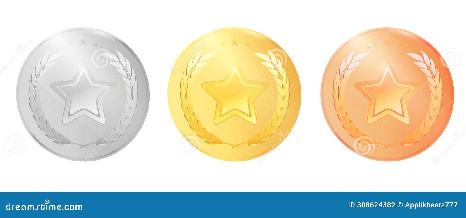 Vector Medals Logo Collection. Set of Shiny Round Awards in Gold ...