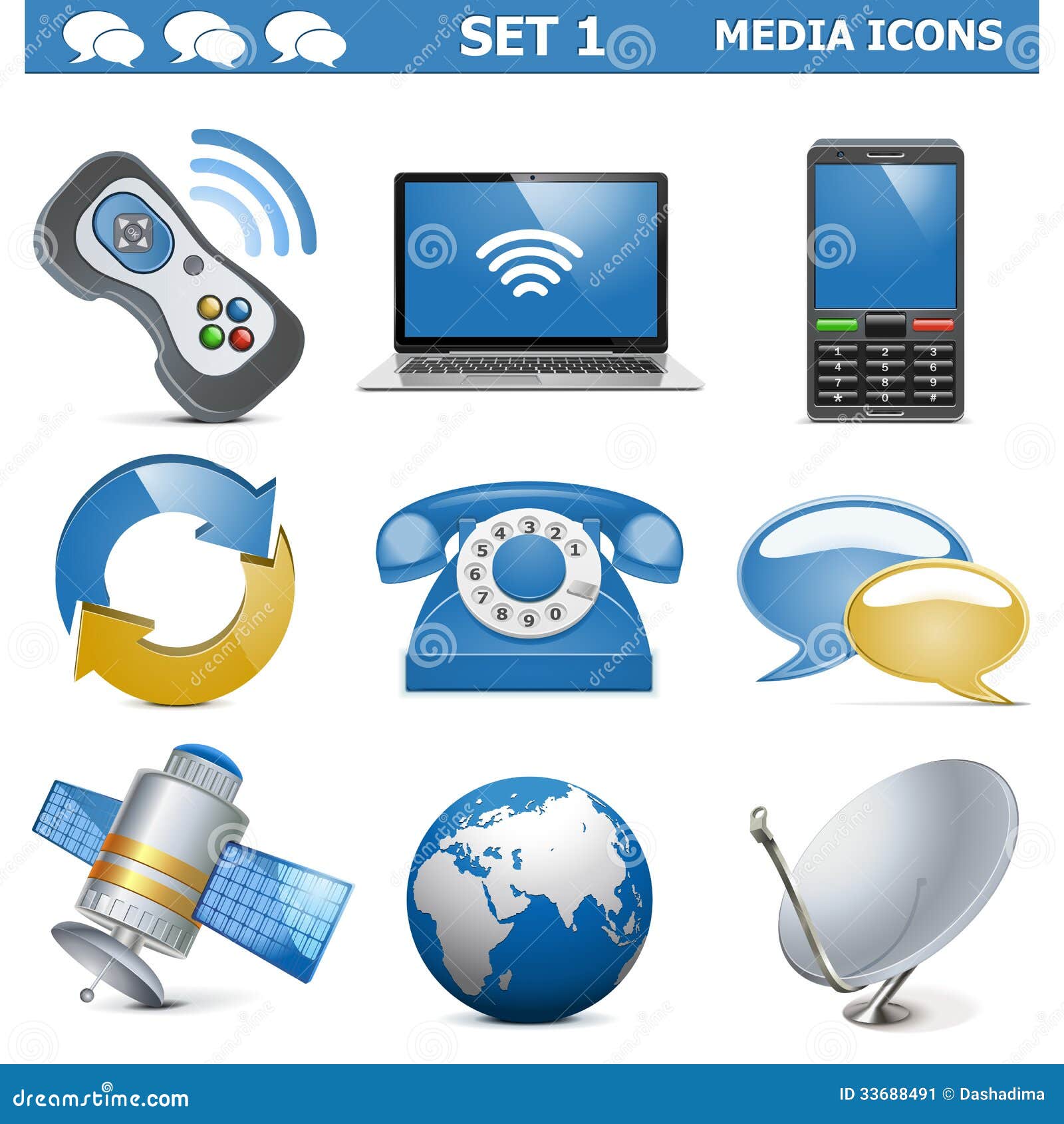 Vector Media Icons Set 1 stock vector. Illustration of connecting ...