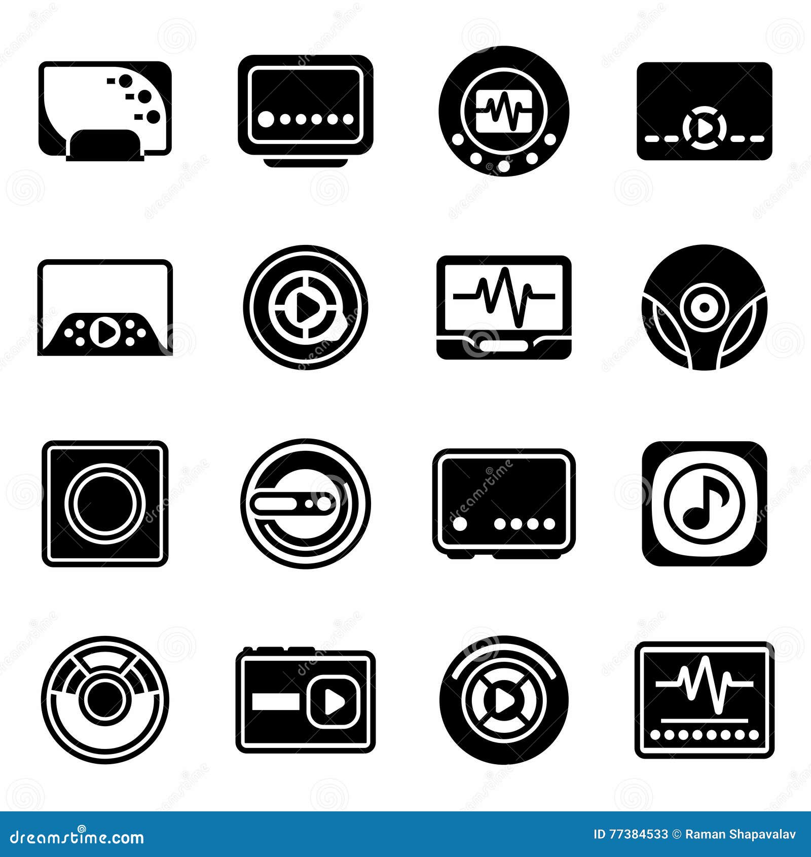 Vector Media Player Icon Set Stock Vector - Illustration of control ...