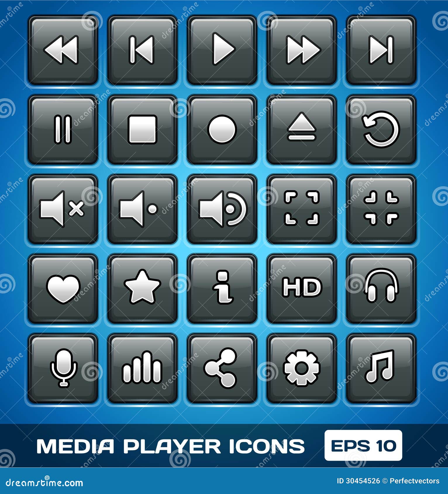 Vector Media Player Icons stock vector. Illustration of device - 30454526