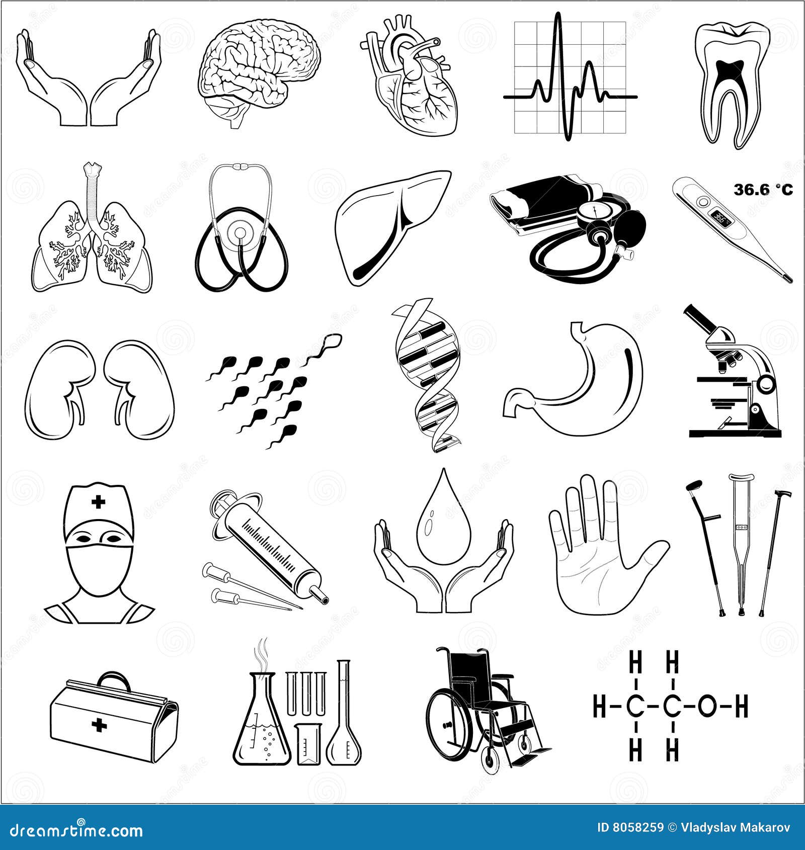 Vector medical icons stock vector. Illustration of plain - 8058259