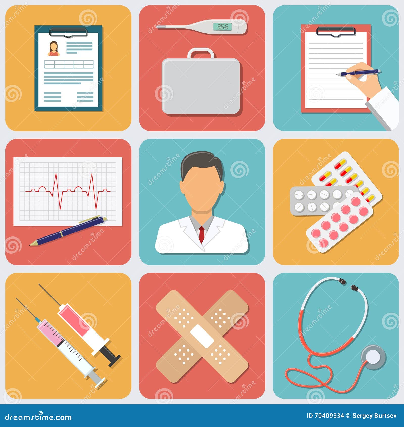 Vector Medical Icons Set. Flat Design Stock Vector - Illustration of ...