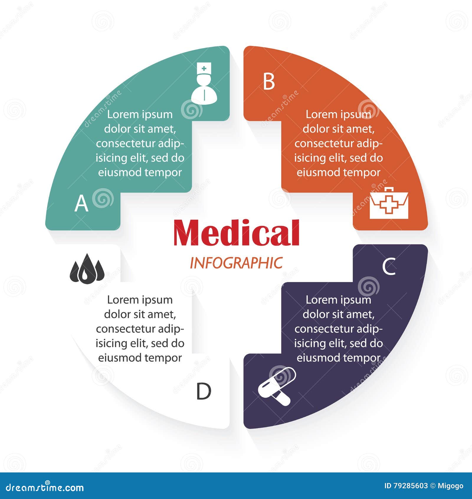 Vector Medical Infographic Template with Four Segments Stock Vector ...