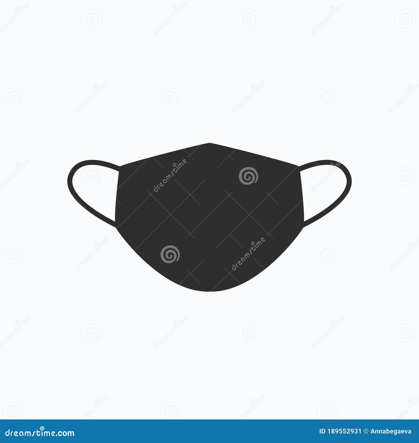 Vector Medical Mask Isolated on White Background. Black Flat Silhouette ...