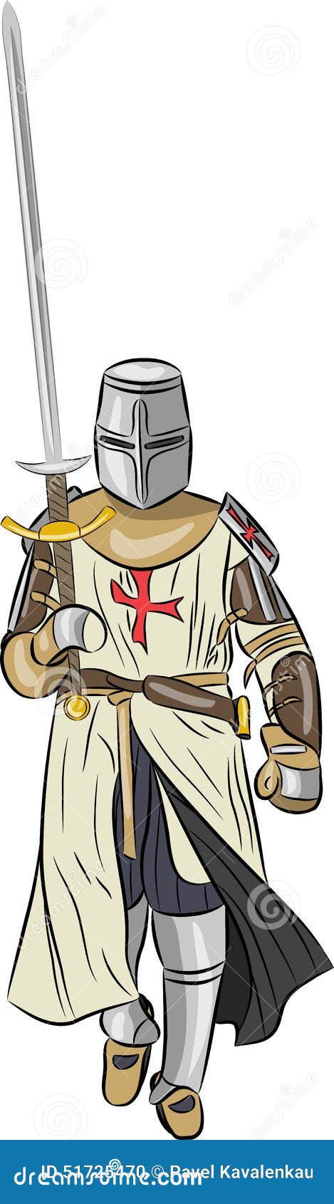 Vector medieval knight stock vector. Illustration of warrior - 51725470