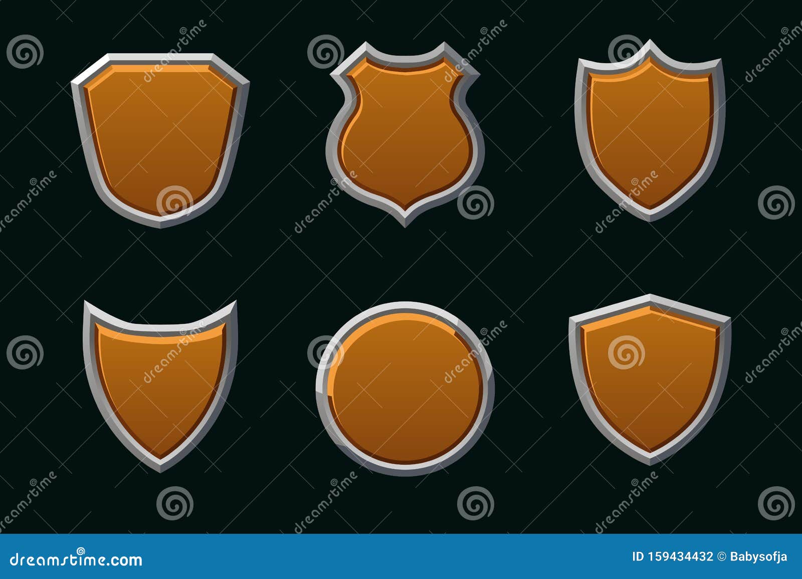 Set Of Shields In Different Shapes. Conceptual Symbol Of Protection ...