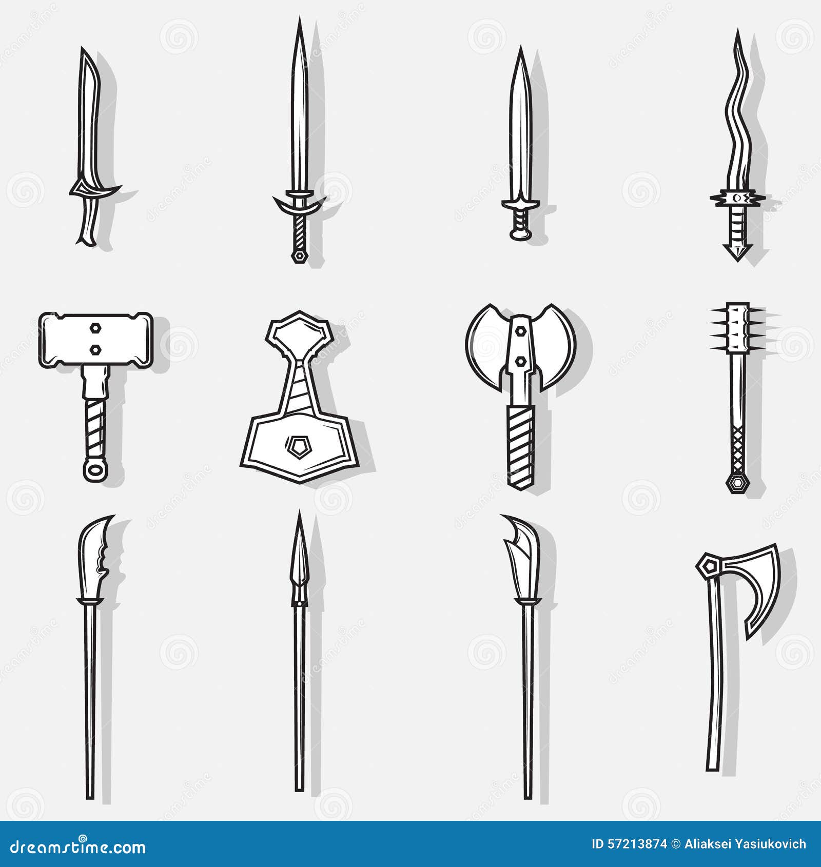 Vector medieval weapon stock vector. Illustration of vintage - 57213874