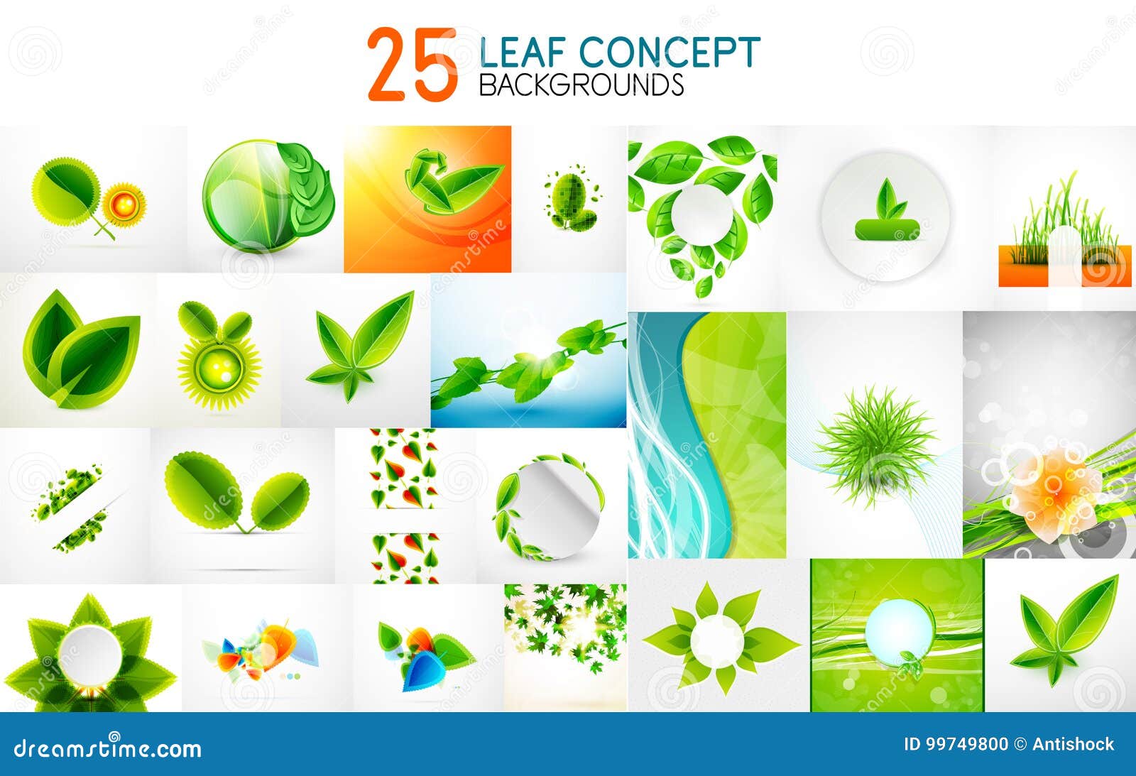 Vector Mega Collection of Green Concepts, Leaf Icons, Summer and Spring ...