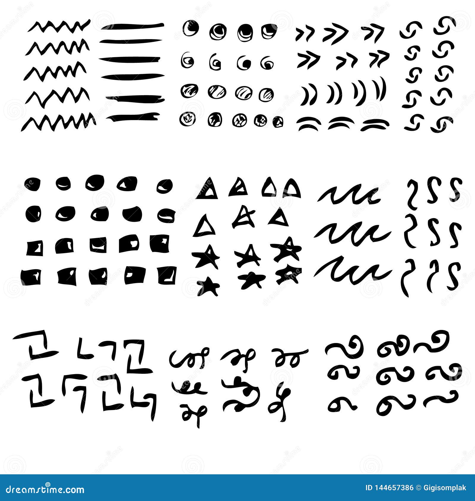 Mega Pack, 14 Style Abstract Scribble Black and White Big Mark Pattern ...